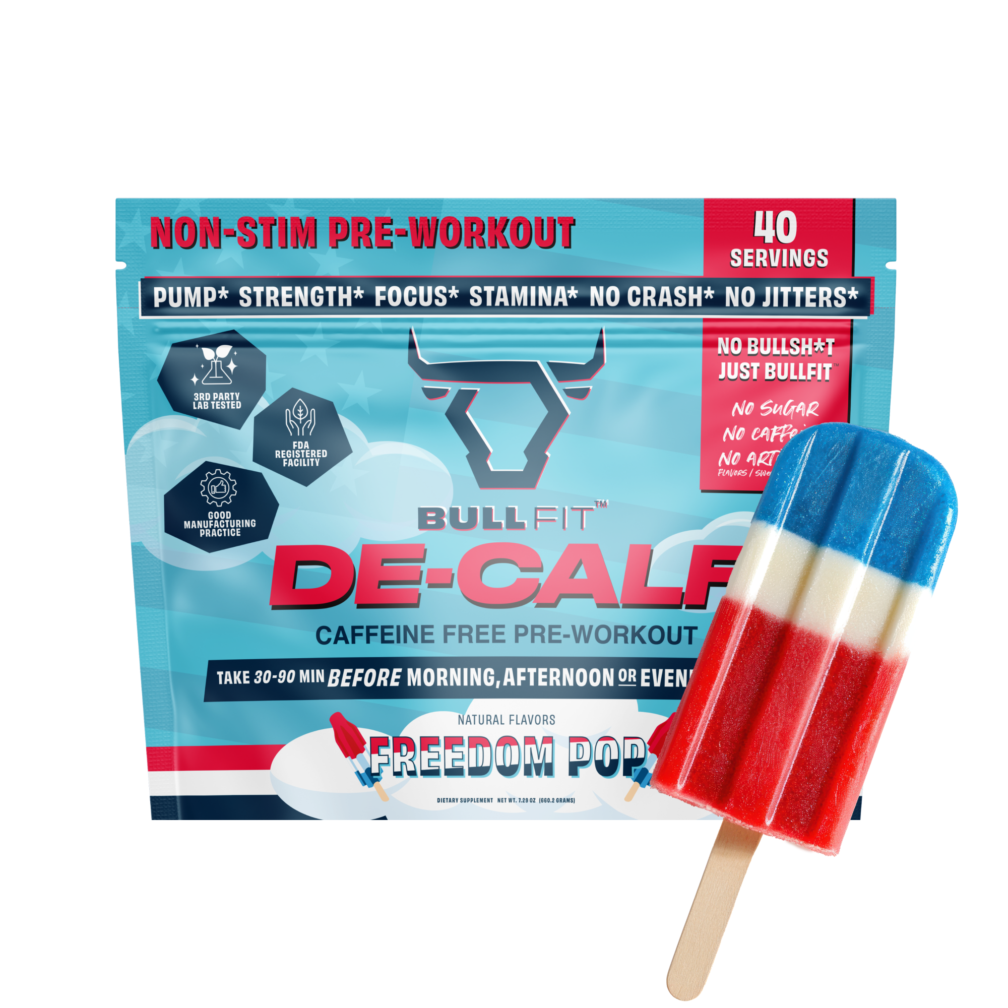De-Calf Non-Stim Pre-Workout | Zero Caffeine, 5g Creatine | BullFit